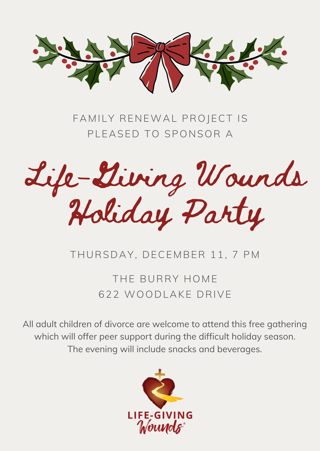 Life-Giving Wounds Holiday Gathering – Family Renewal Project